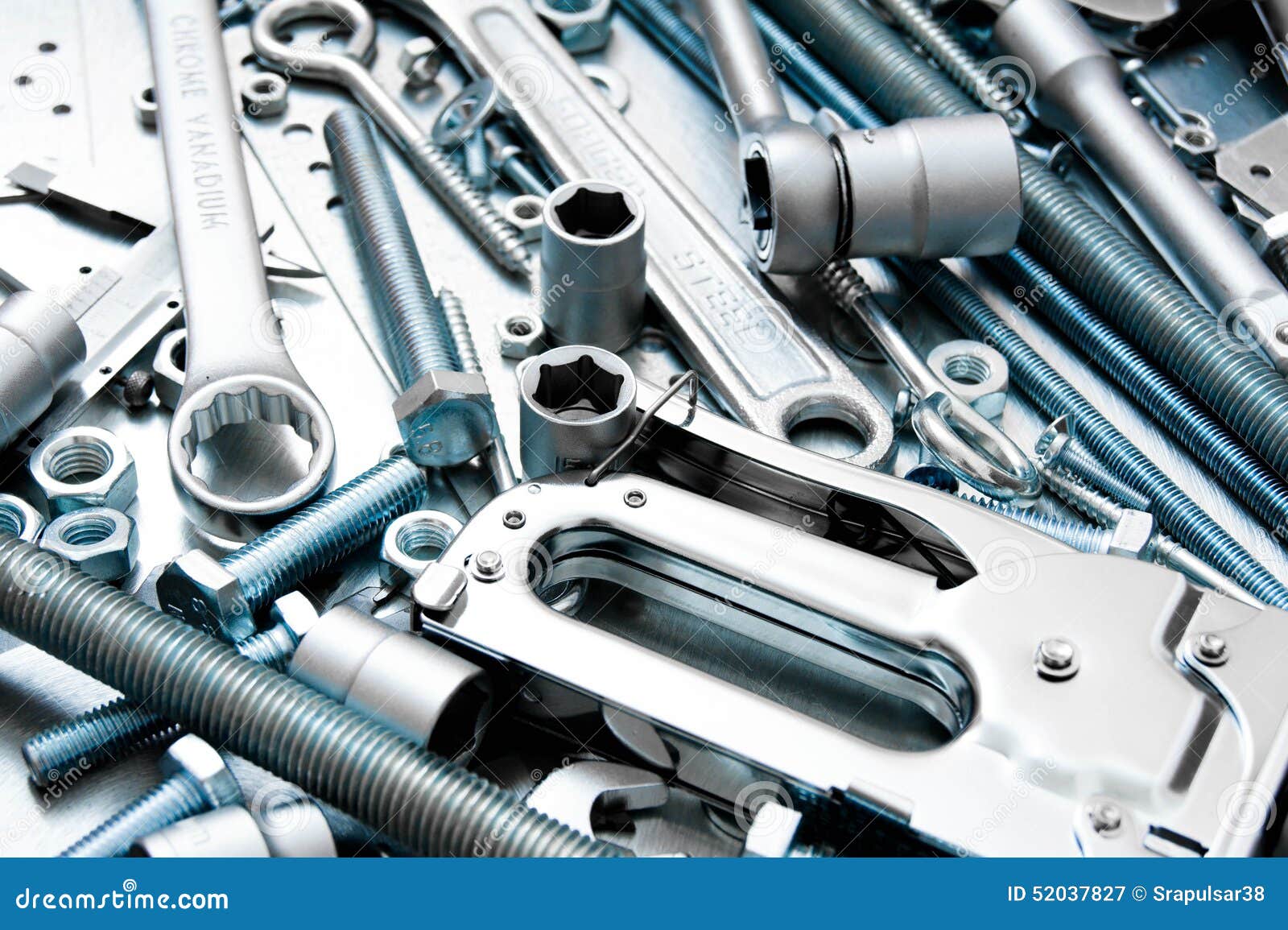 Many Tools on the Scratched Metal Background Stock Image - Image of ...