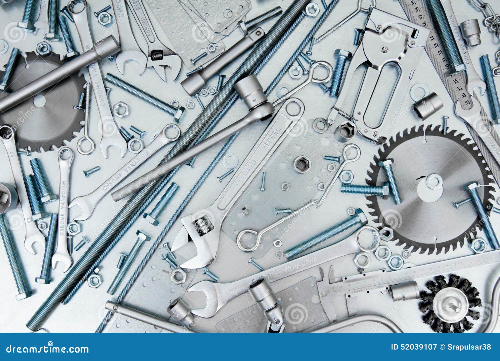 Many Tools on the Scratched Metal Background Stock Image - Image of ...