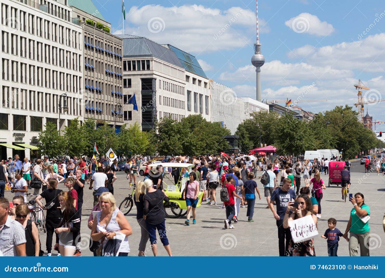 Many Tourists at Crowded Pariser Platz in Berlin Editorial Image ...