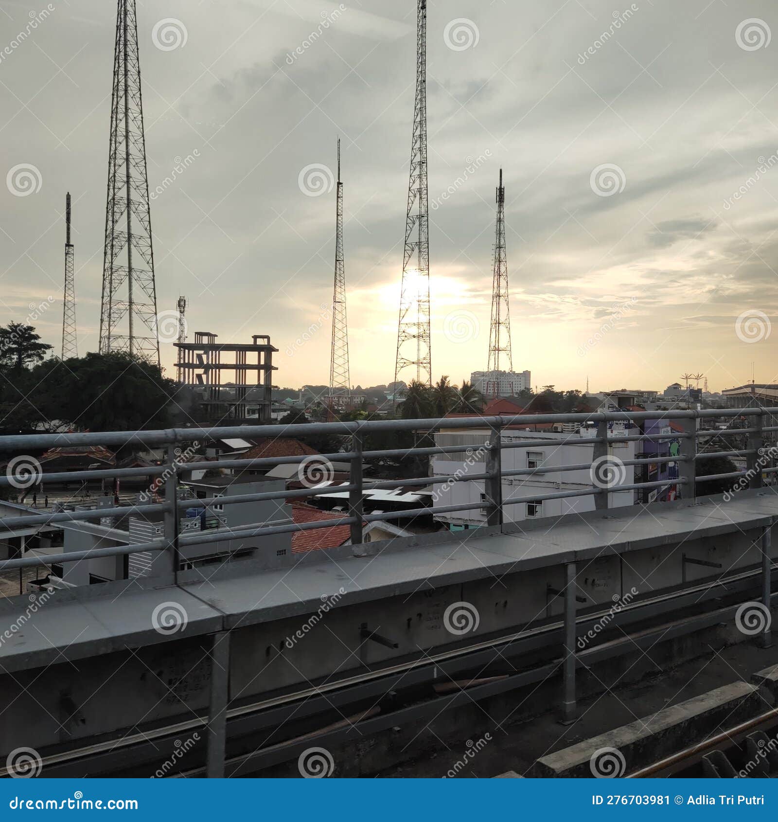 Many Towers on the Roadside of the City Editorial Photo - Image of city ...