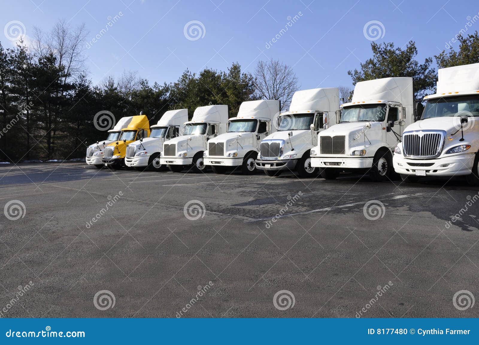Many tractor trailers stock photo. Image of transport - 8177480