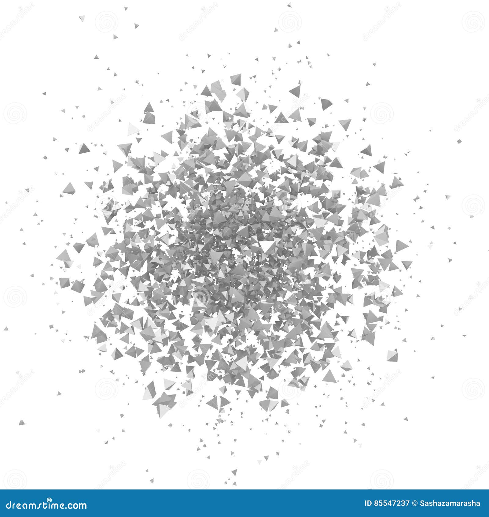 Many Triangle Pyramid Particles Explosion Cloud on White Background ...