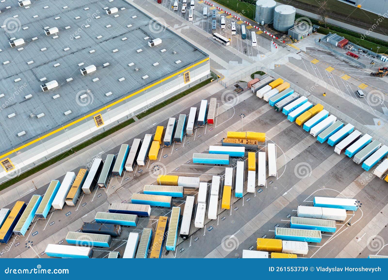 Many Trucks and Trailers are Parked at the Base, Logistics and ...