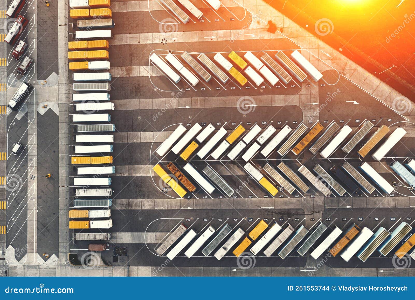 Many Trucks and Trailers are Parked at the Base, Logistics and ...