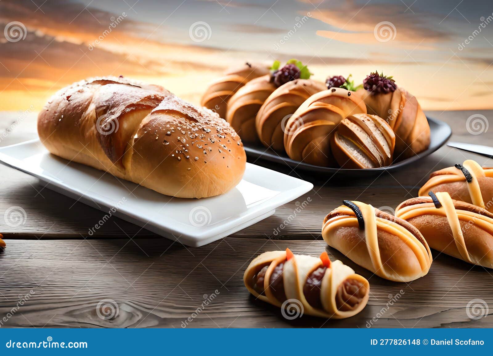 Many Type of Bread and Bun are Set on the Table, Food Display ...