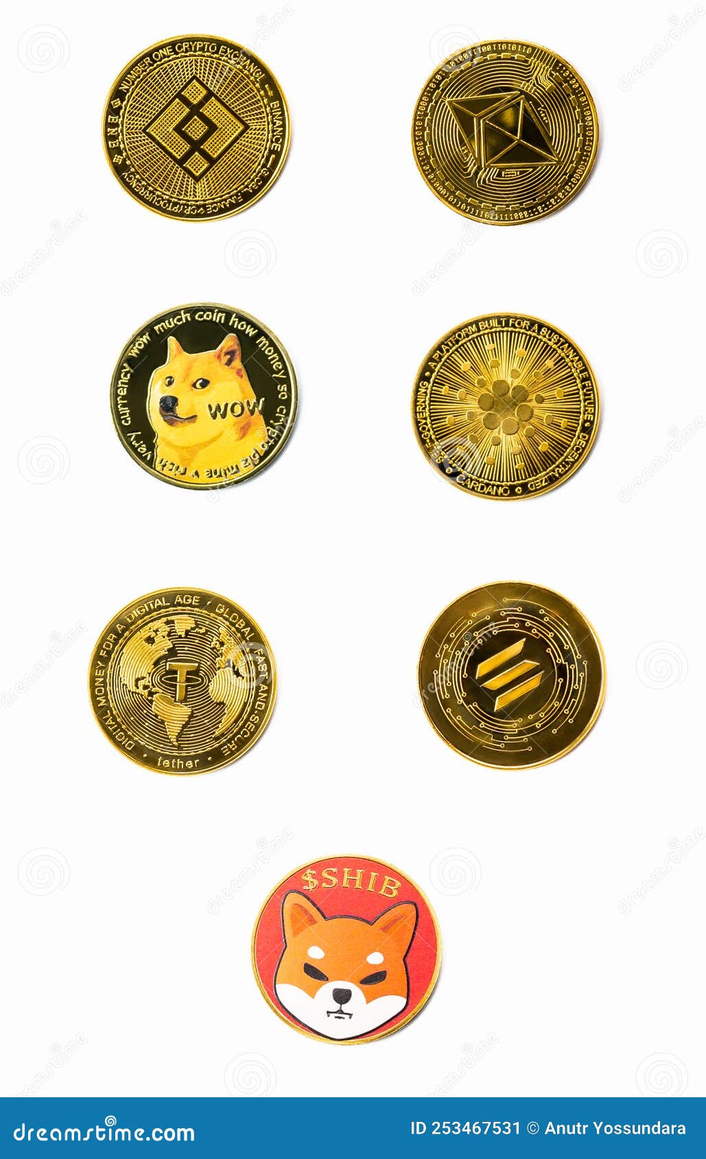 Many Type of Famous Cryptocurrency on White Editorial Photo - Image of ...