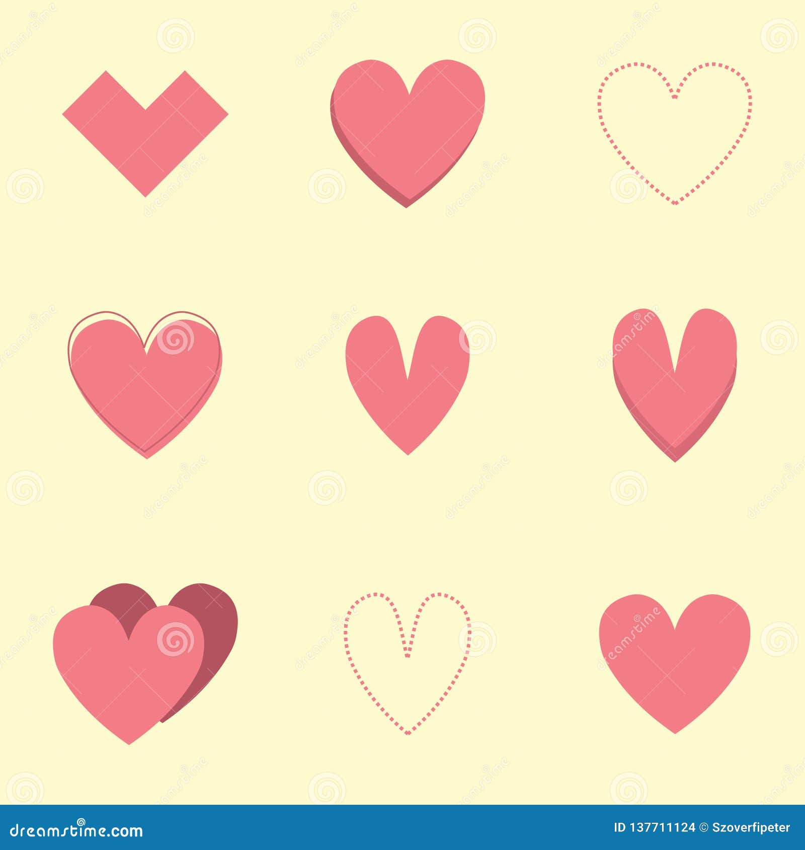Many Types of Hearts in Vector Art Stock Vector - Illustration of ...