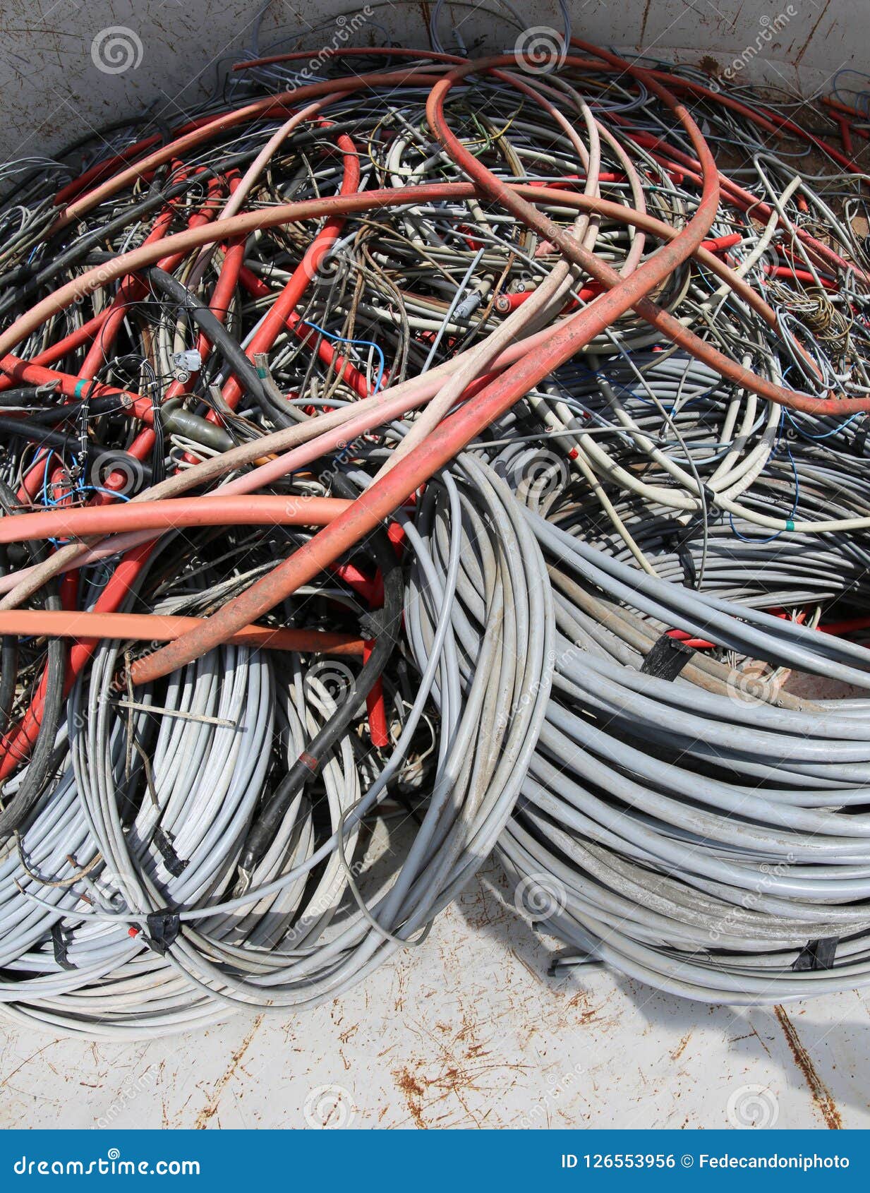 Many Used Cables in the Container Stock Photo - Image of recycled ...