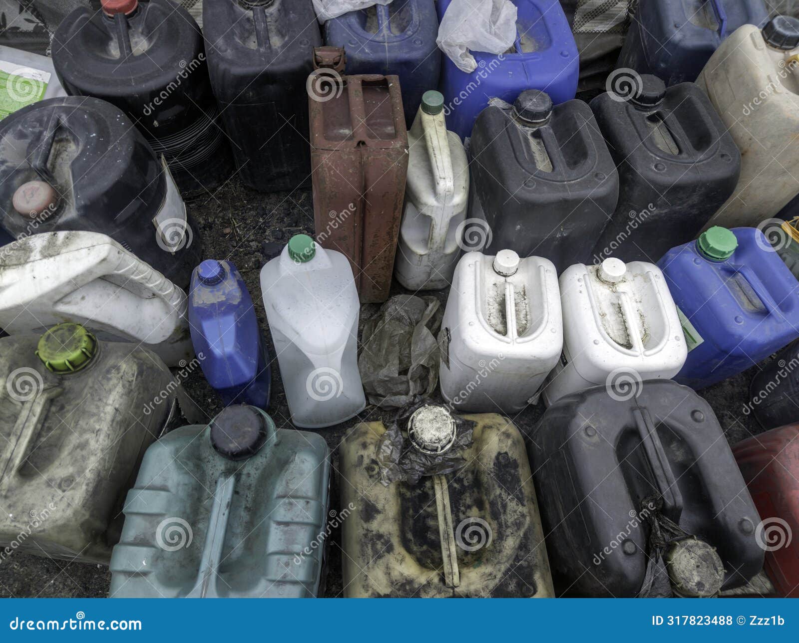 Used Plastic Containers on the Ground Stock Photo - Image of closely ...