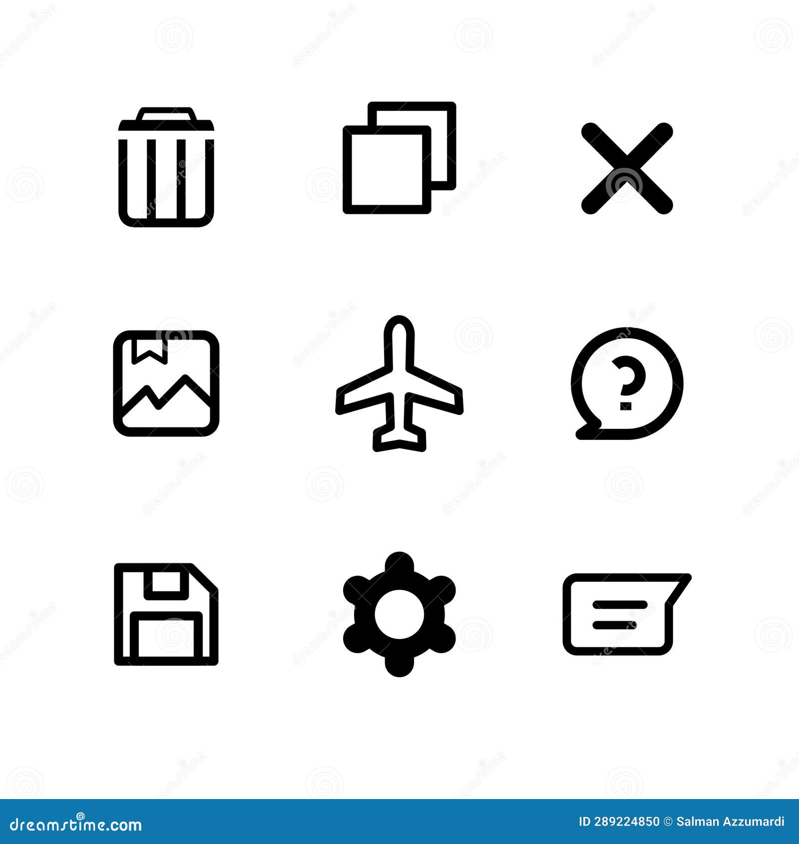 Set of Interface Black and White Icons for Web and Mobile. Simple but ...