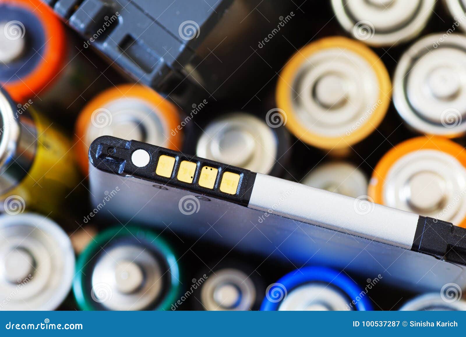Many various batteries. stock image. Image of ecology - 100537287