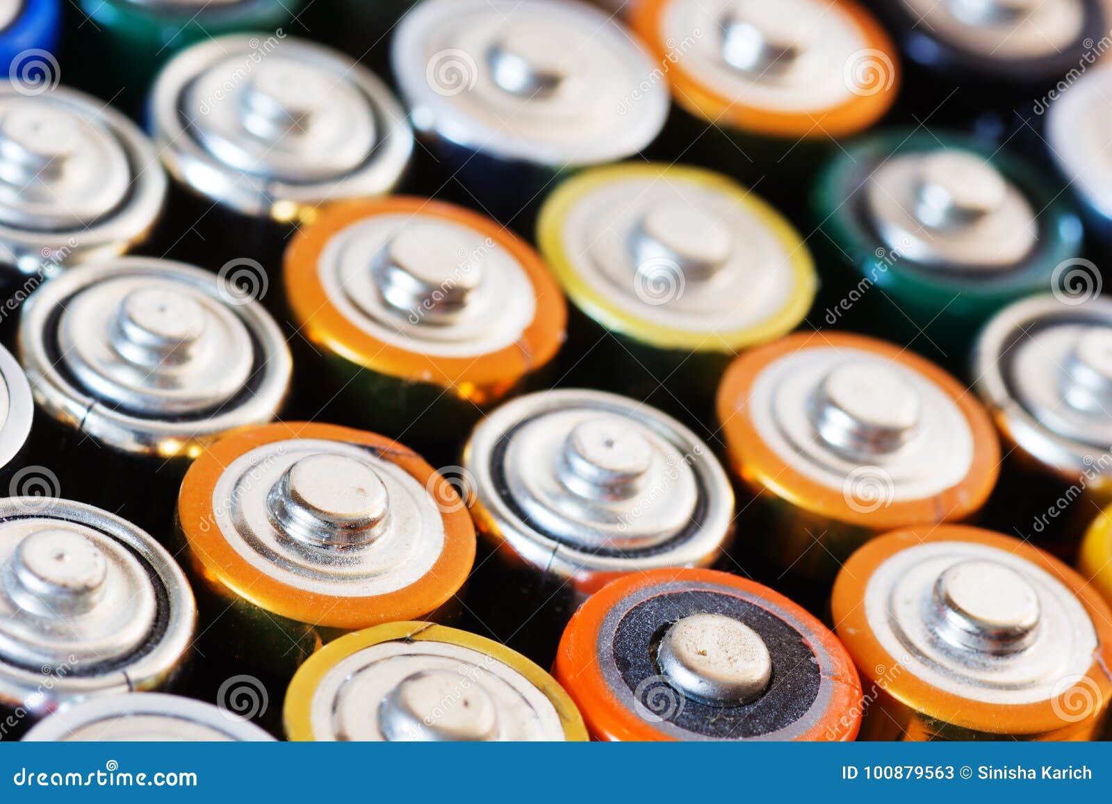 Many various batteries. stock image. Image of macro - 100879563