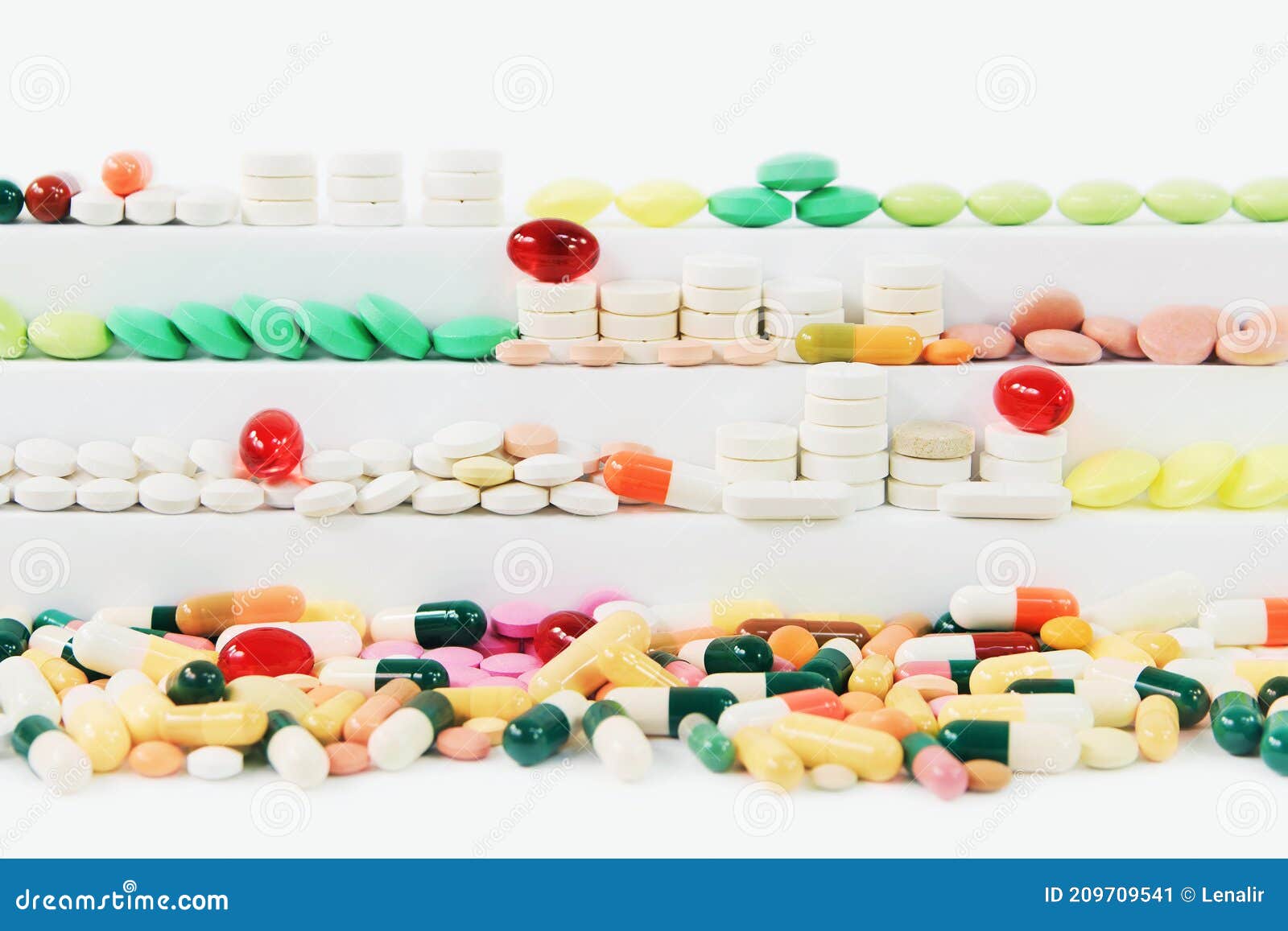 Many Various Medical Pills in Rows Stock Image - Image of tablet ...