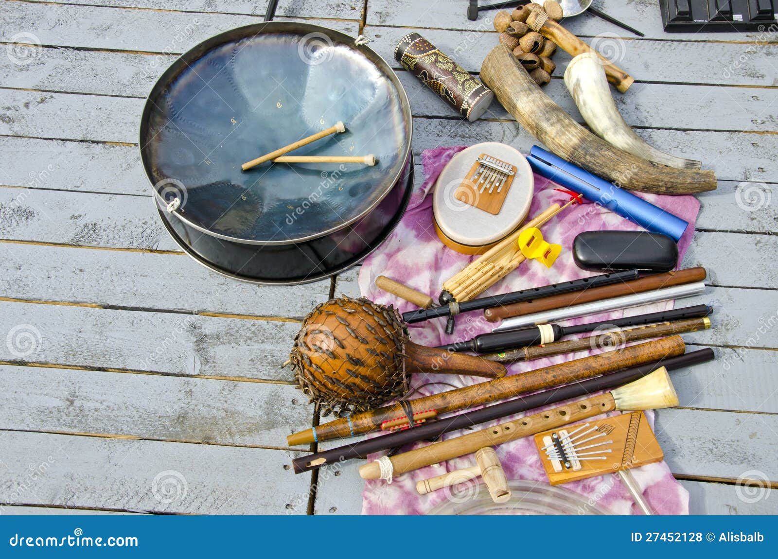 Many Various Original Musical Instruments Stock Photo - Image of ...