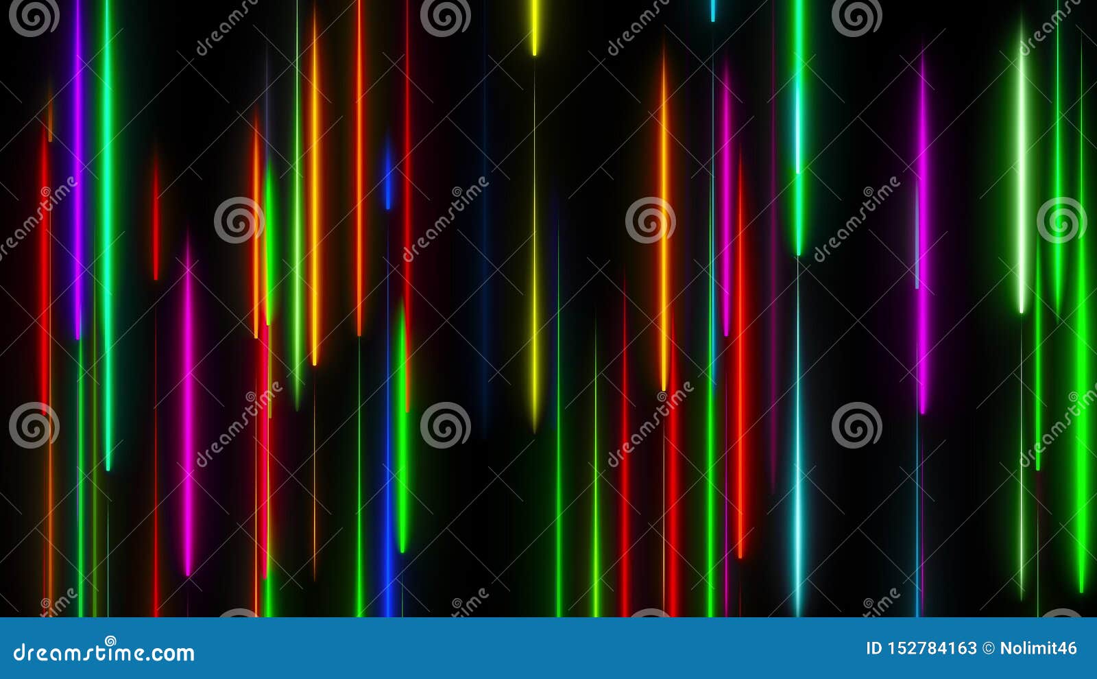 Many Vertical Neon Lighting Lines, Abstract Computer Generated Backdrop ...