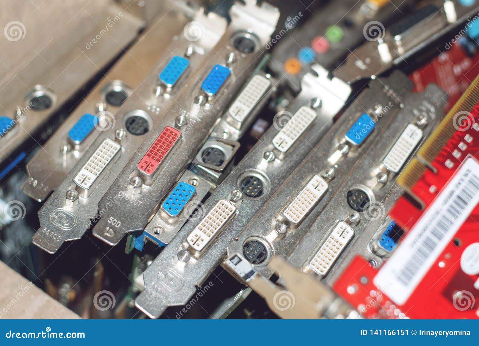 Many Video Cards. Computer Graphics Card and Circuits :DVI, Display ...