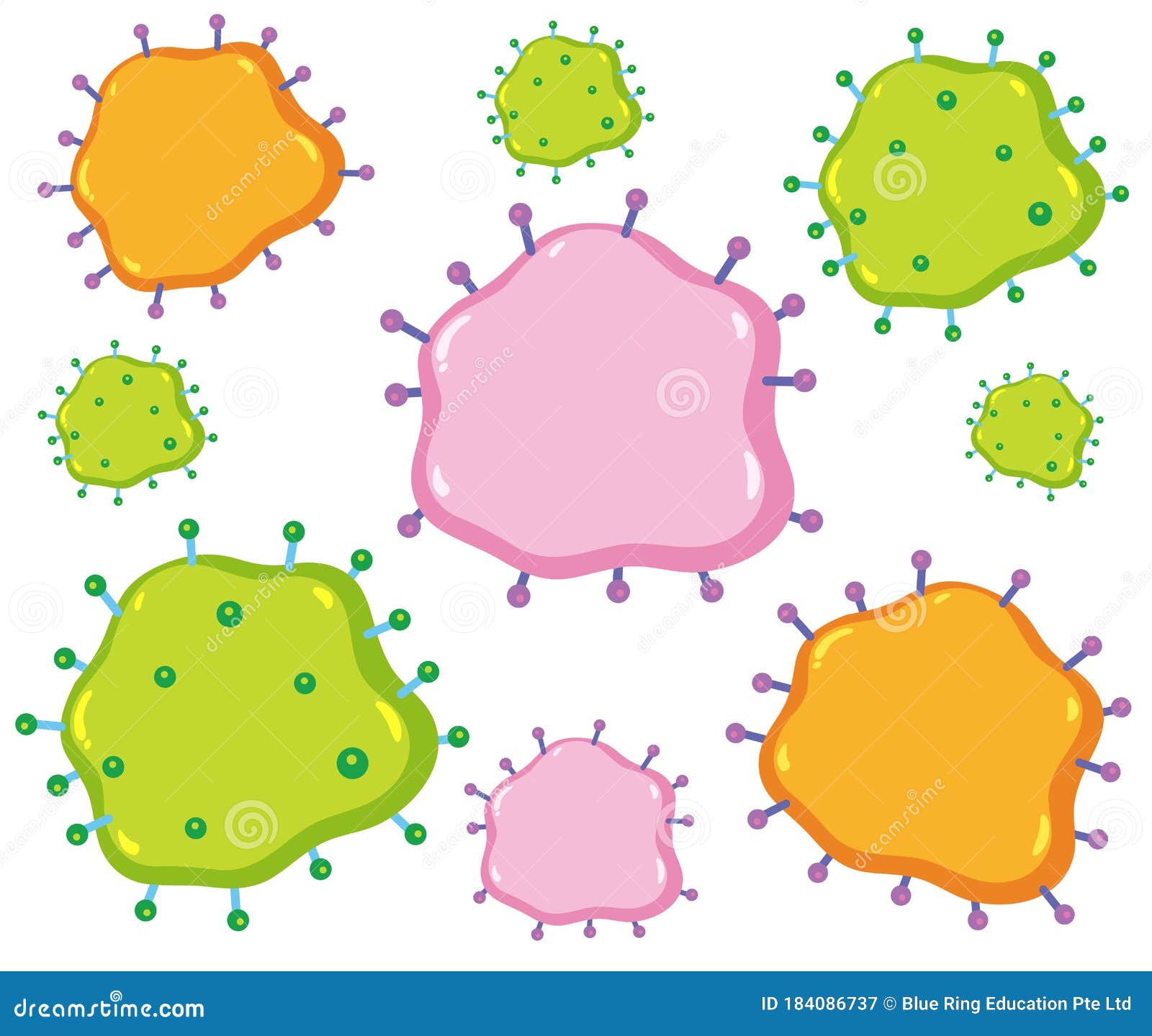 Many Virus Cells on the Wall Stock Vector - Illustration of backdrop ...