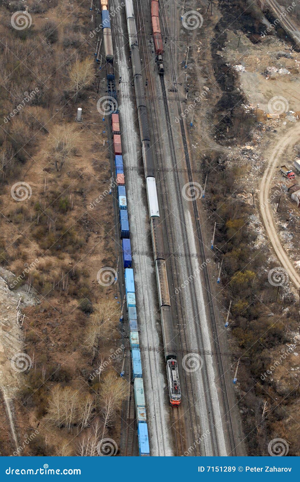 Many Wagons and Trains. Aerial View Stock Image - Image of connection ...