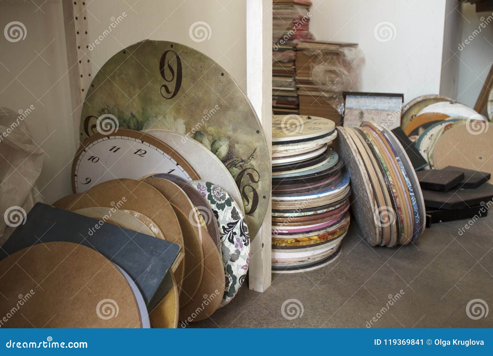 Many Watch Dials for in a Clock Workshop Stock Image - Image of blank ...