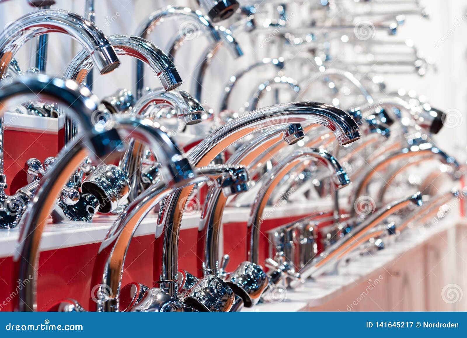 Many Water Mixers for Baths, Kitchens. Stock Image - Image of steel ...