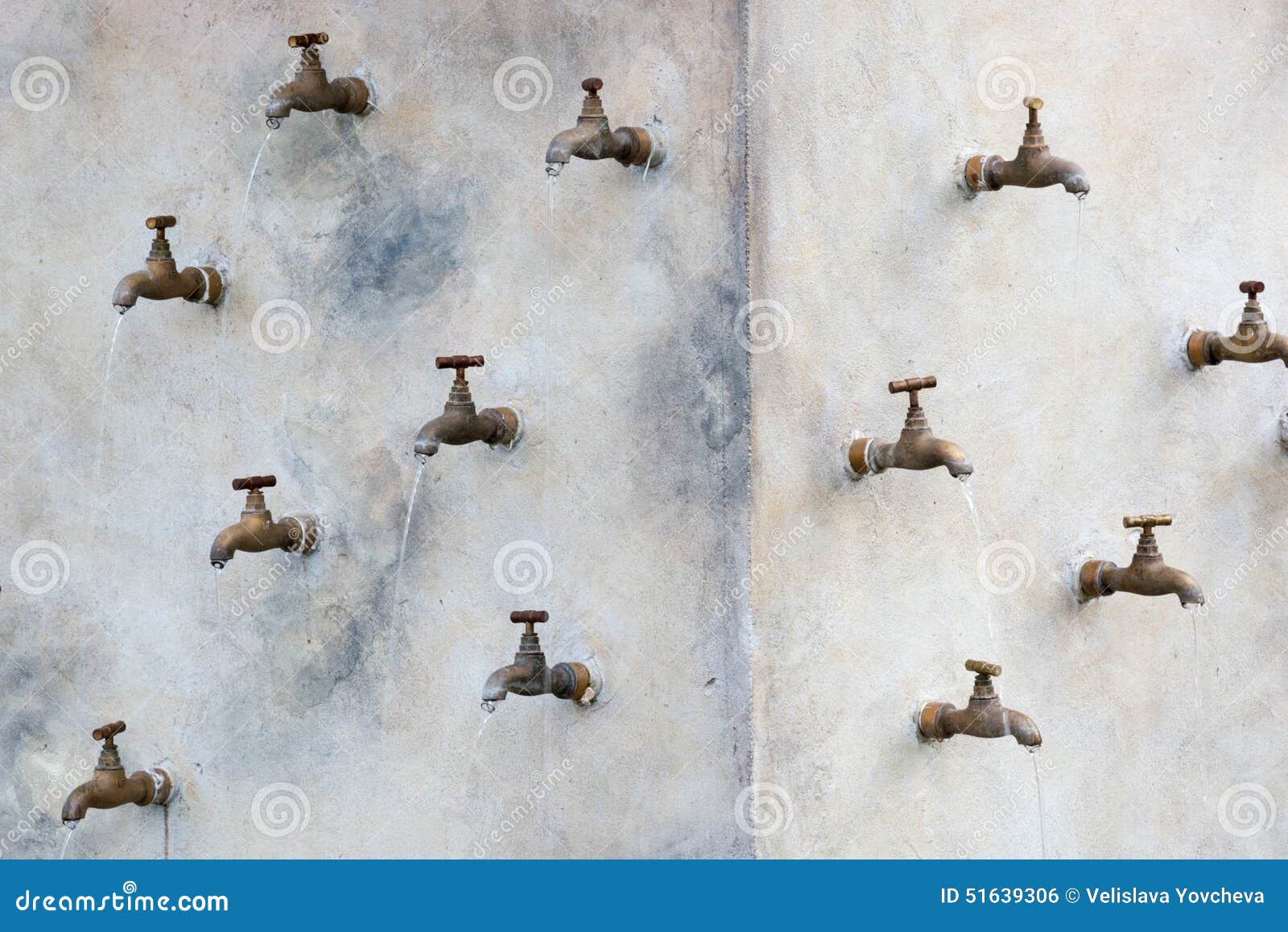 Many Water Taps Mounted on the Wall Stock Photo - Image of resources ...
