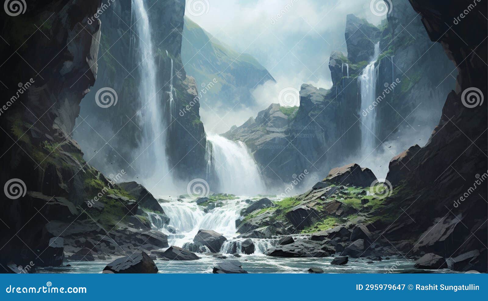 Many Waterfalls in the Canyon Stock Image - Image of waterfalls ...