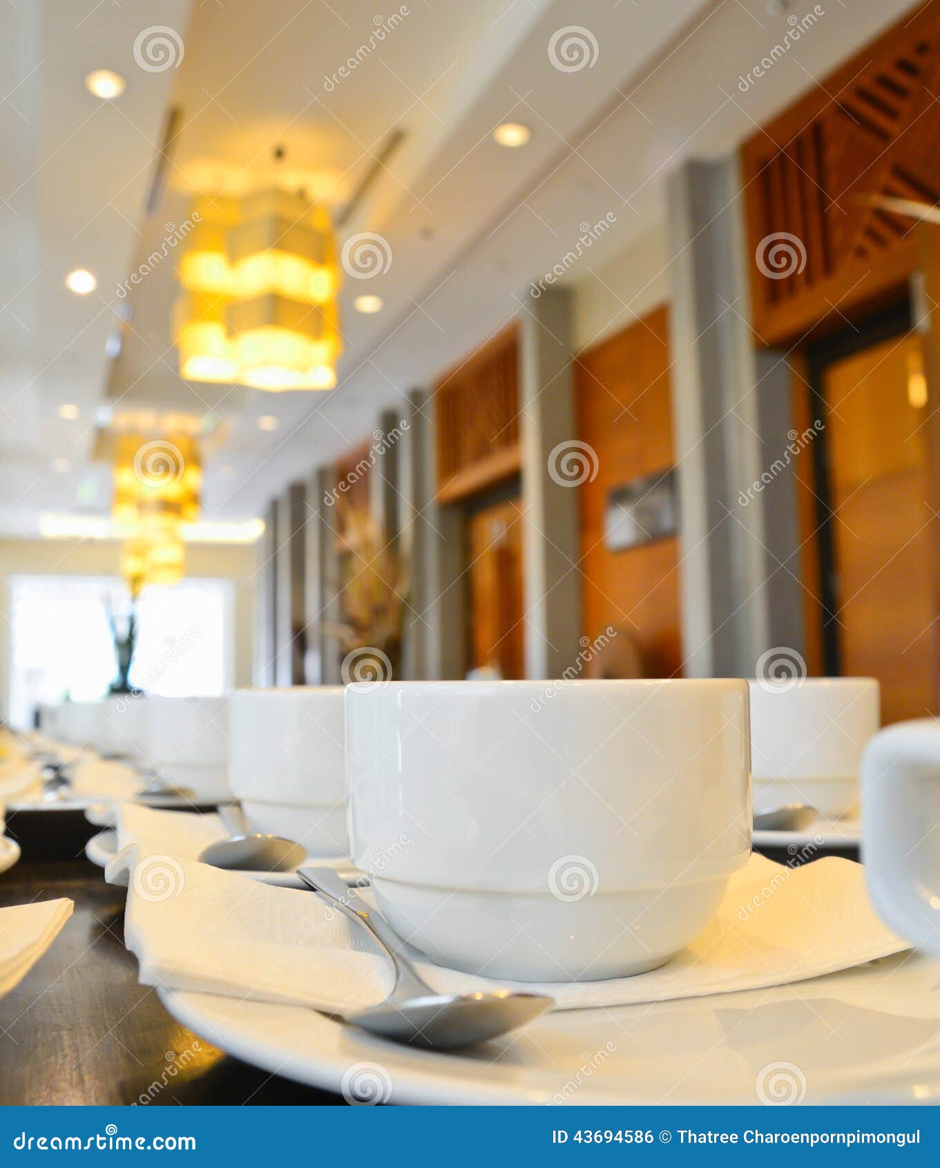 Many White Coffee Cups Waiting for Serving Stock Photo - Image of ...