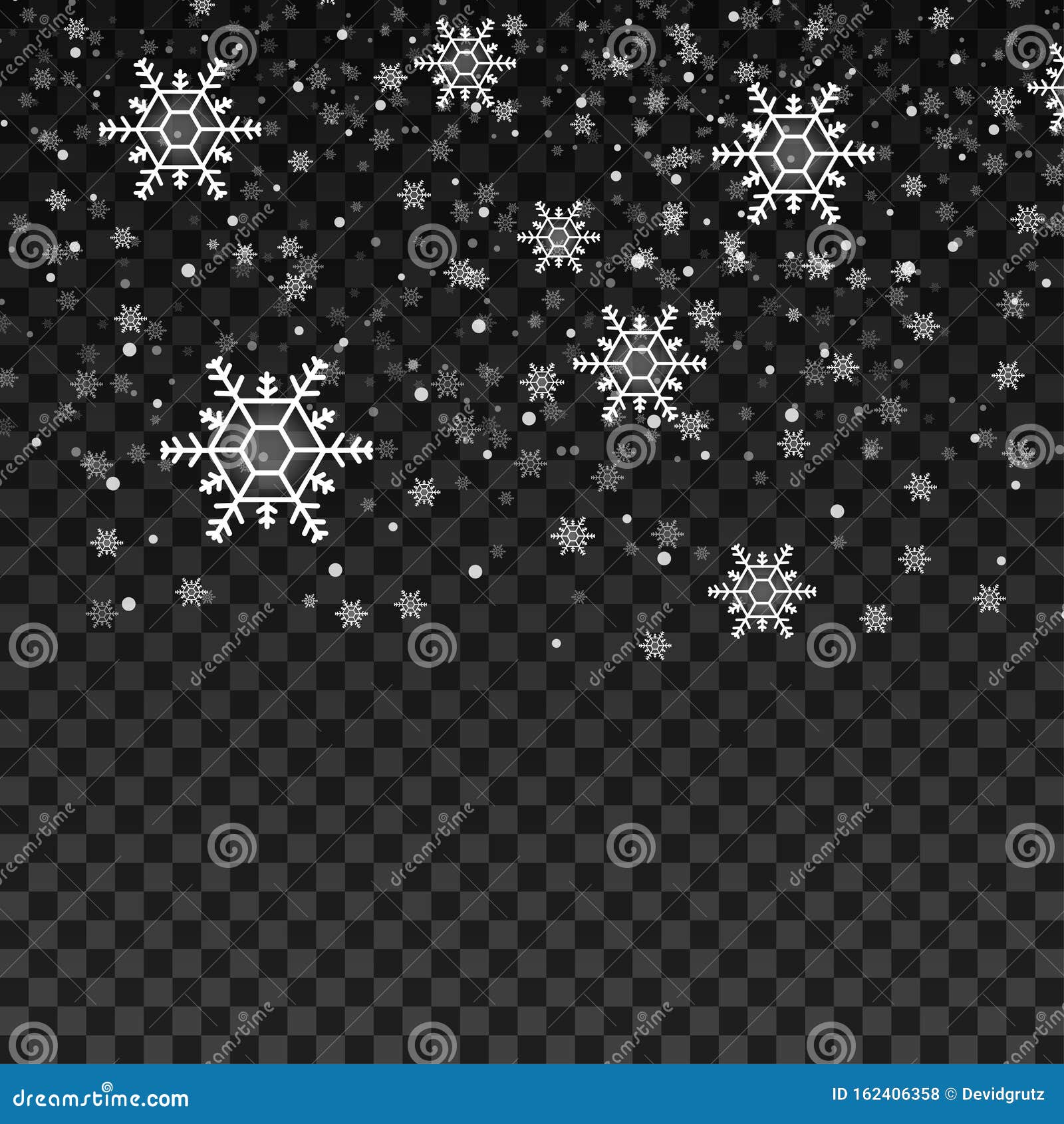 Many White Cold Flake Elements On Transparent Background. Heavy ...