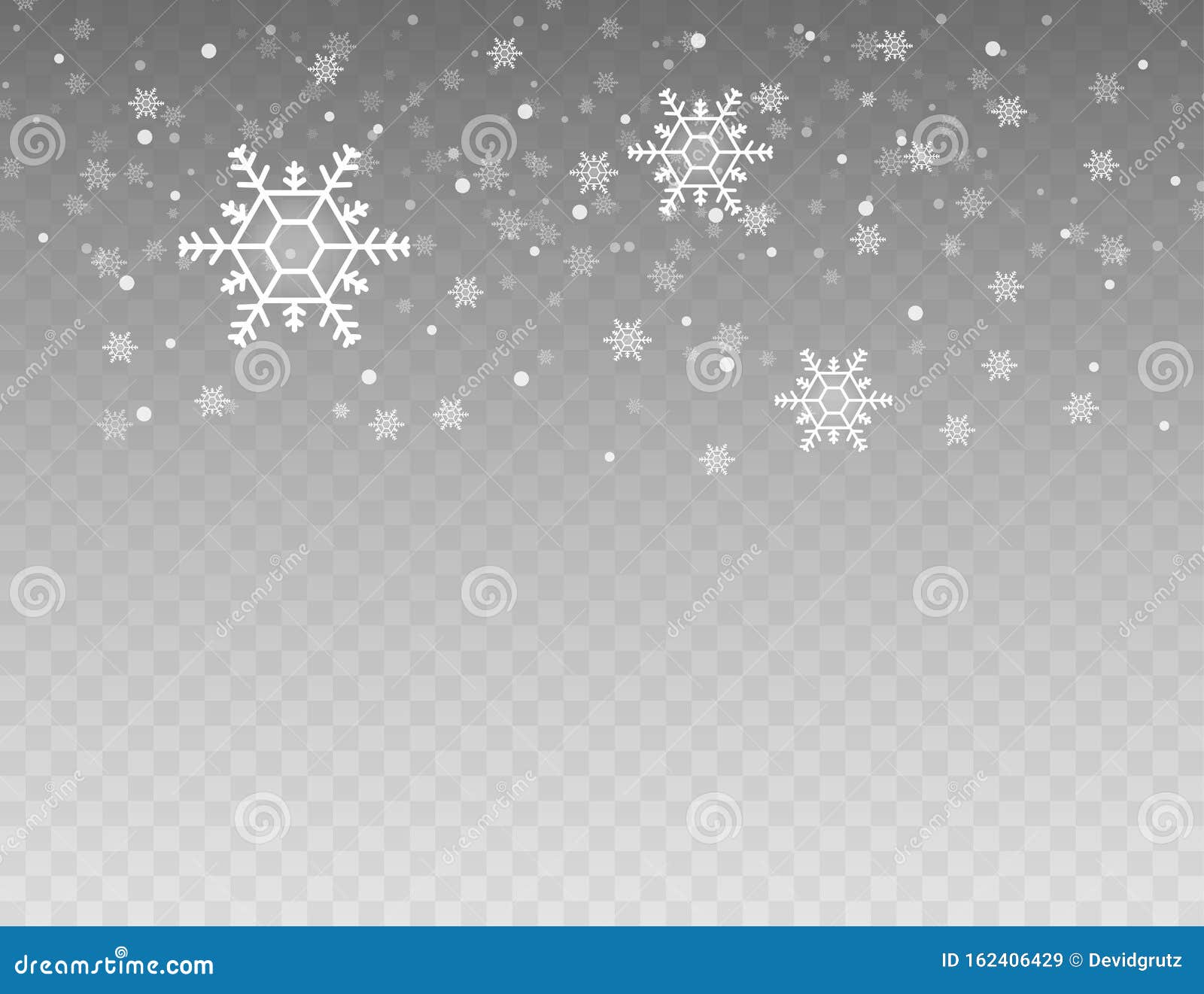 Many White Cold Flake Elements on Transparent Background. Heavy ...