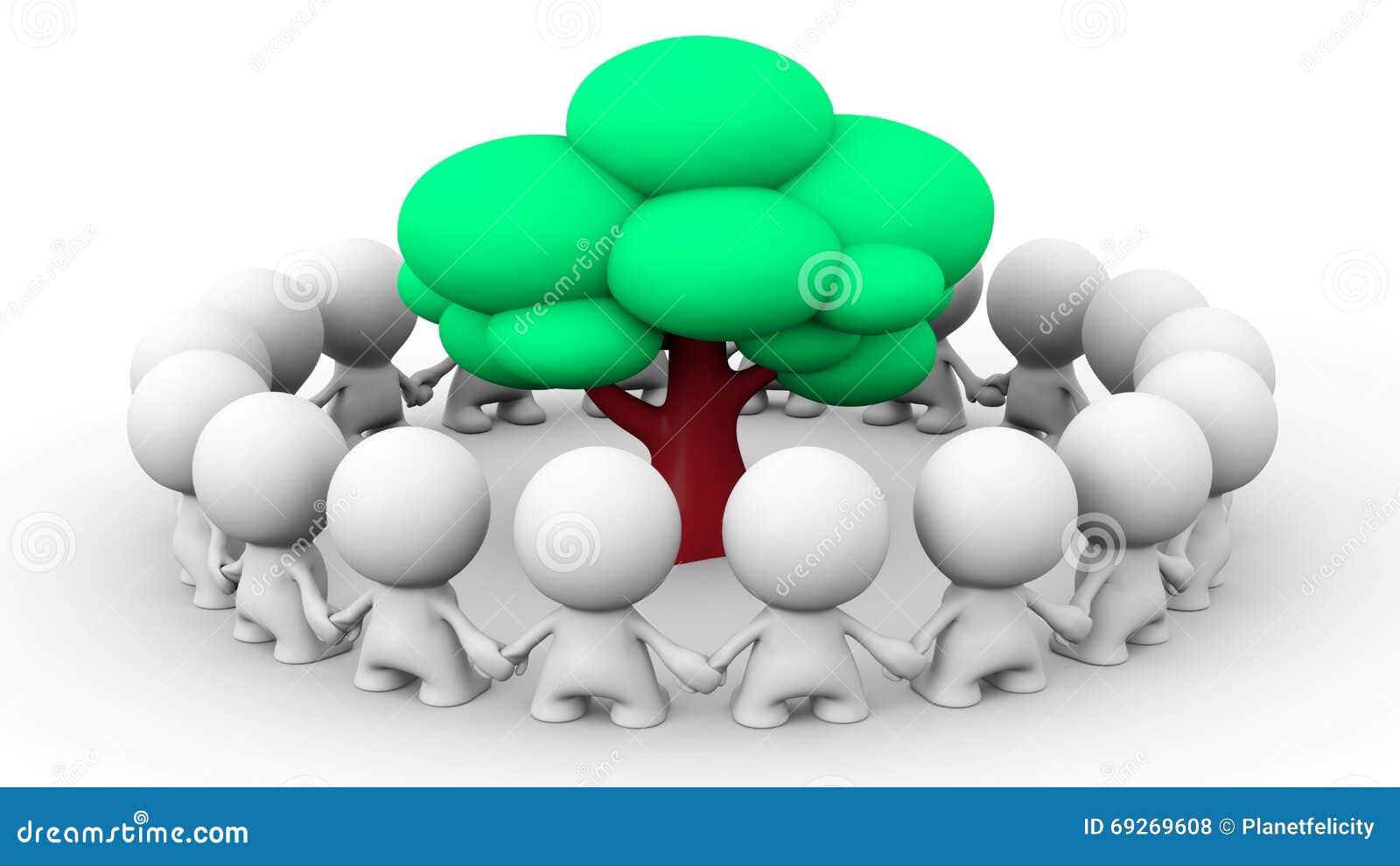 Many White 3d Human Characters Standing in a Circle Around a Tree Stock ... Many White 3d Human Characters Standing in a Circle Around a Tree Stock ...
