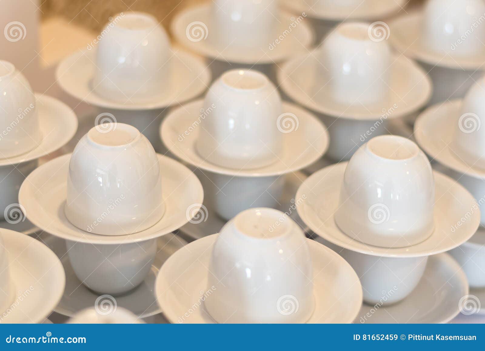 Many White Empty Coffee Cup Preparation for Coffee Break of Wedding ...