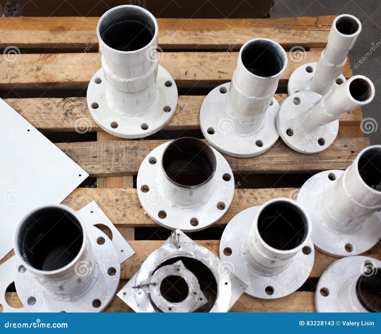 Many white flanges stock image. Image of close, wooden - 83228143