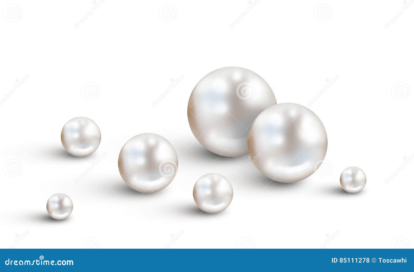 Many White Pearls on White Background Stock Illustration - Illustration ...