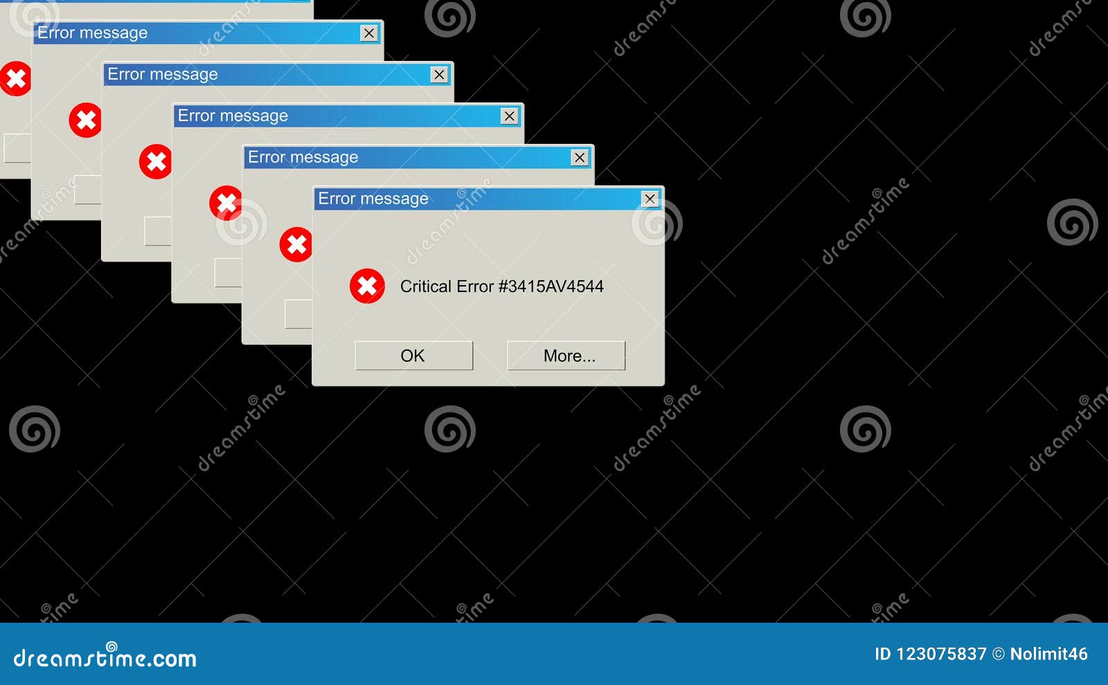 Many Windows with Critical Error Notification, Problem Warning Backdrop ... Many Windows with Critical Error Notification, Problem Warning Backdrop ...