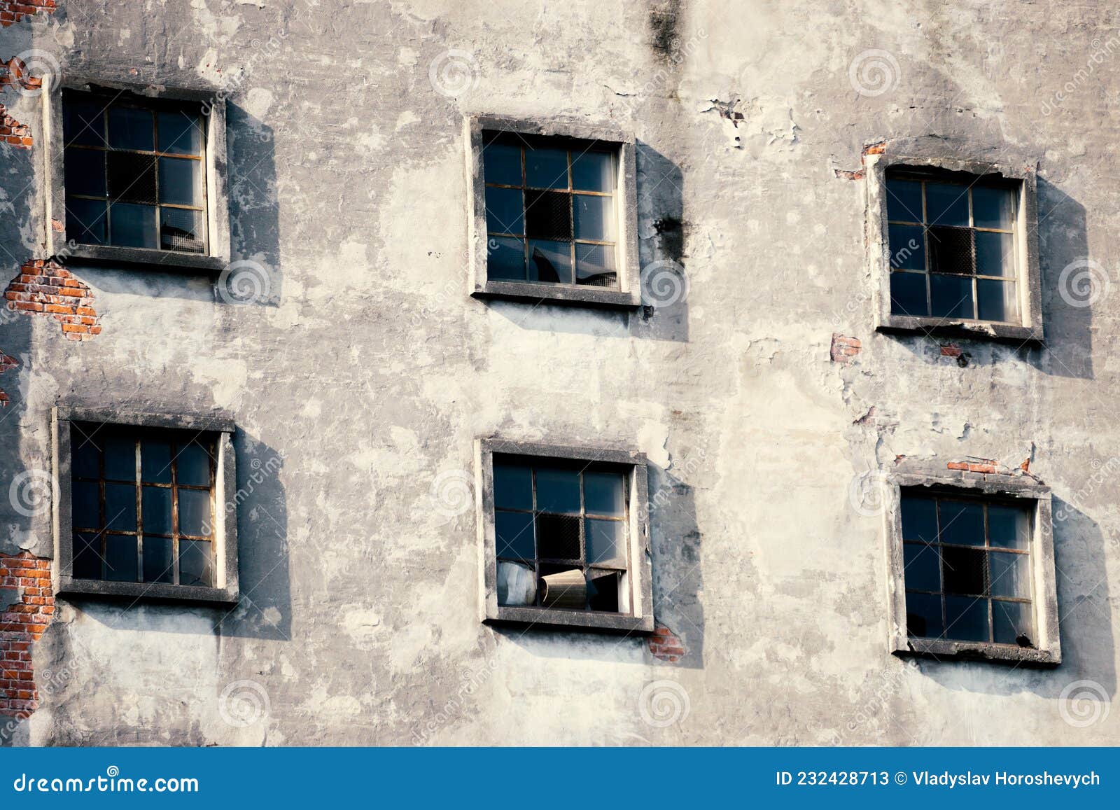 Many Windows on the Facade of the Old Building. Monotone Architecture ...