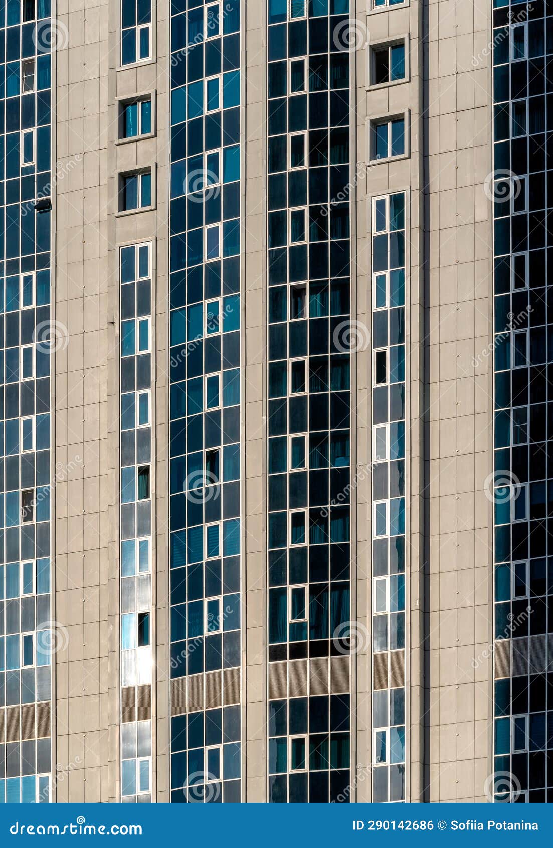 Many Windows and Walls Facade of a Modern Skyscraper without People ...