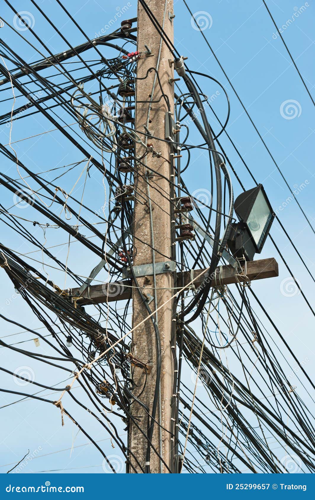 Many Wires on an Electric Pillar Stock Image - Image of pole, high ...