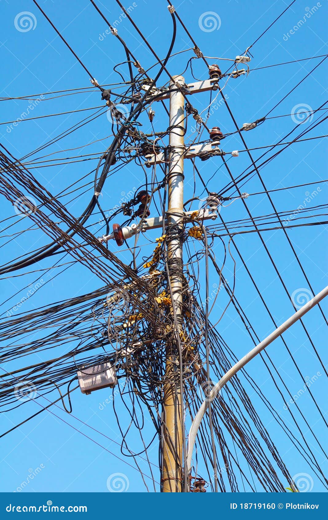 Many Wires on an Electric Pillar in Hanoi Stock Photo - Image of lines ...
