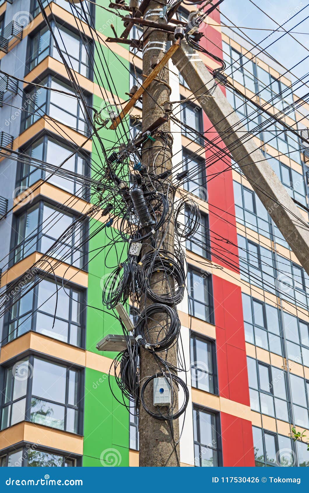 Many wires on pole stock photo. Image of modern, electricity - 117530426