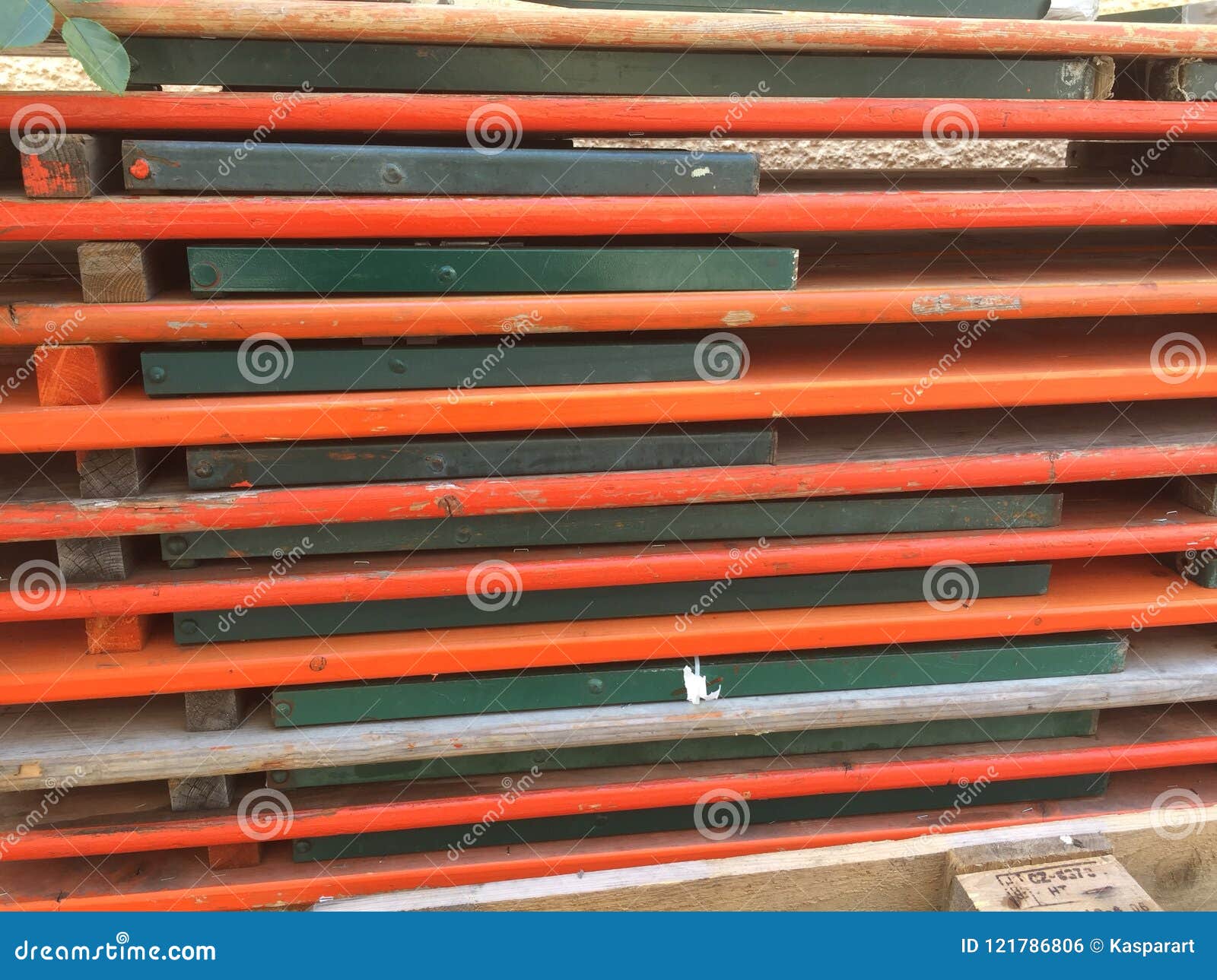 Stacked folding tables stock photo. Image of background - 121786806
