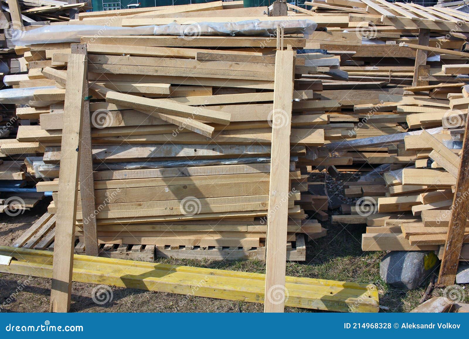 Many Wooden Planks at a Construction Site Stock Photo - Image of ...