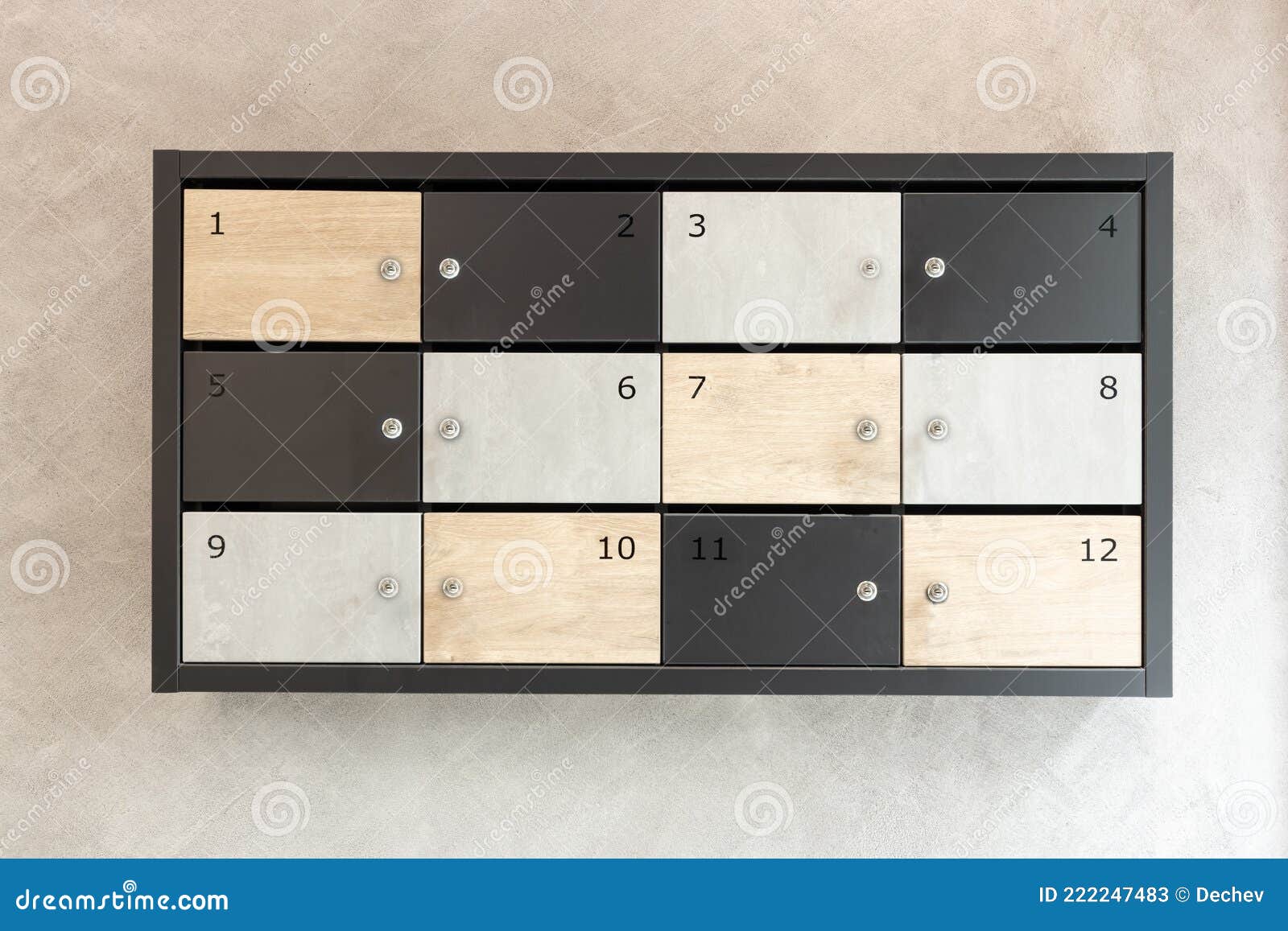Many Wooden Post Boxes in Modern Apartment Building. Postage Boxes in ...