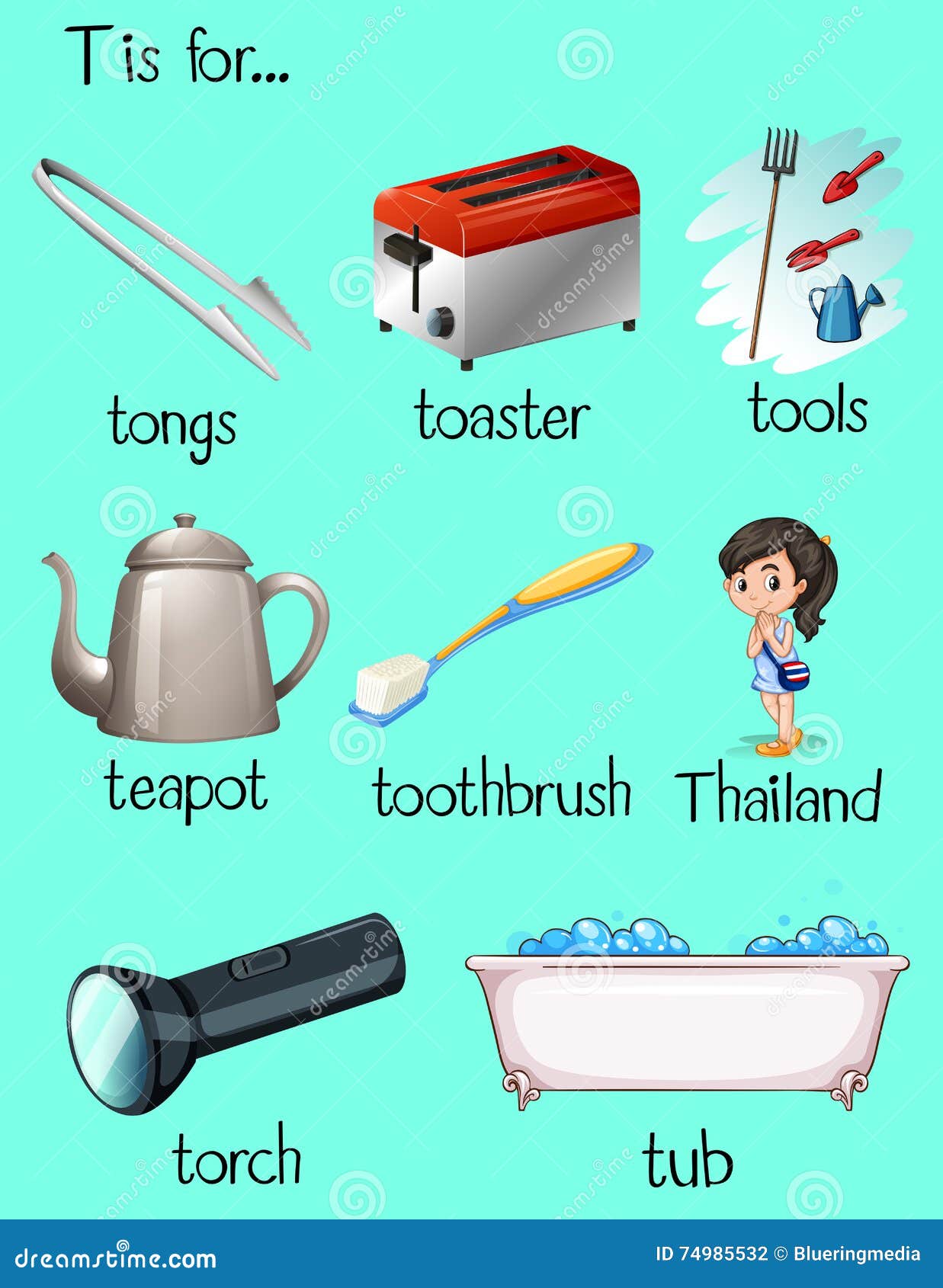 Many Words Begin with Letter T Stock Vector - Illustration of thailand ...