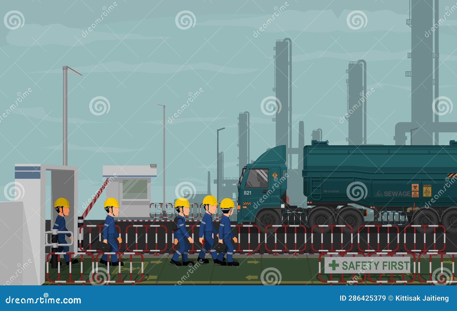 Many Workers are Coming in To the Factory Stock Vector - Illustration ...