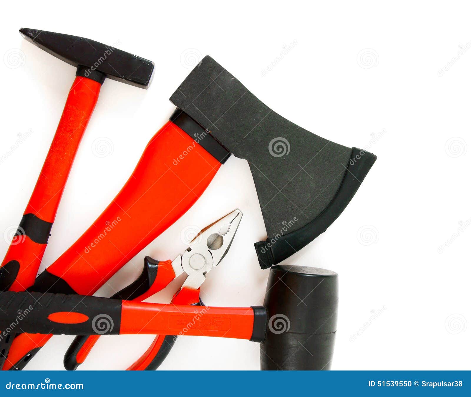 Many Working Tools - Axe, Hammer, Pliers and Stock Photo - Image of ...