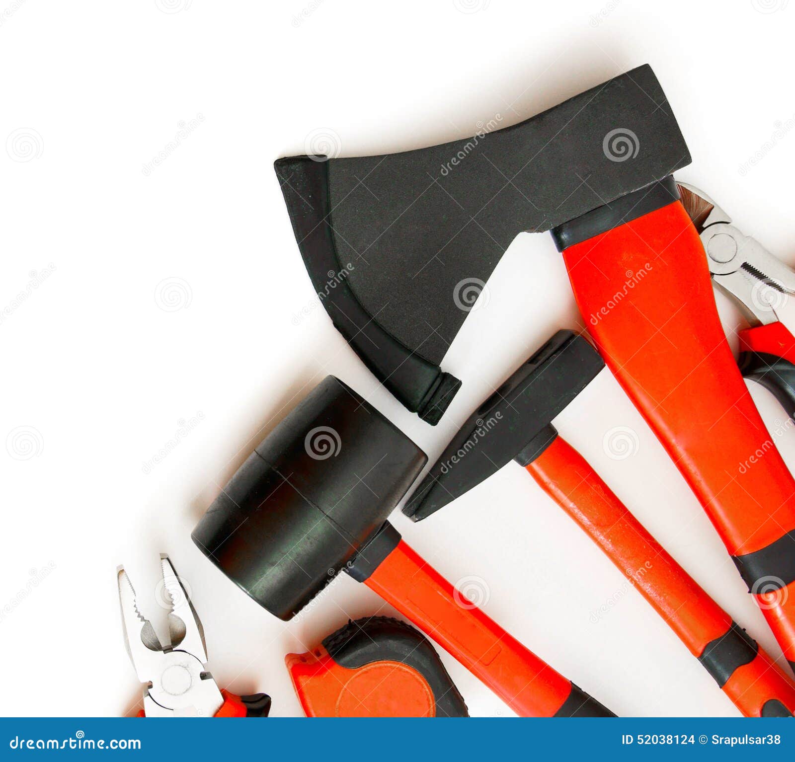 Many Working Tools - Axe, Hammer, Pliers and Stock Photo - Image of ...