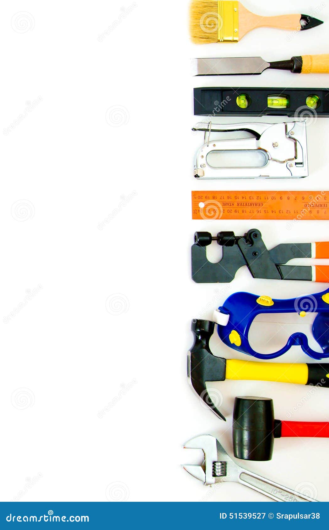 Many Working Tools - Hammer, Ruler, Spanner and Stock Image - Image of ...