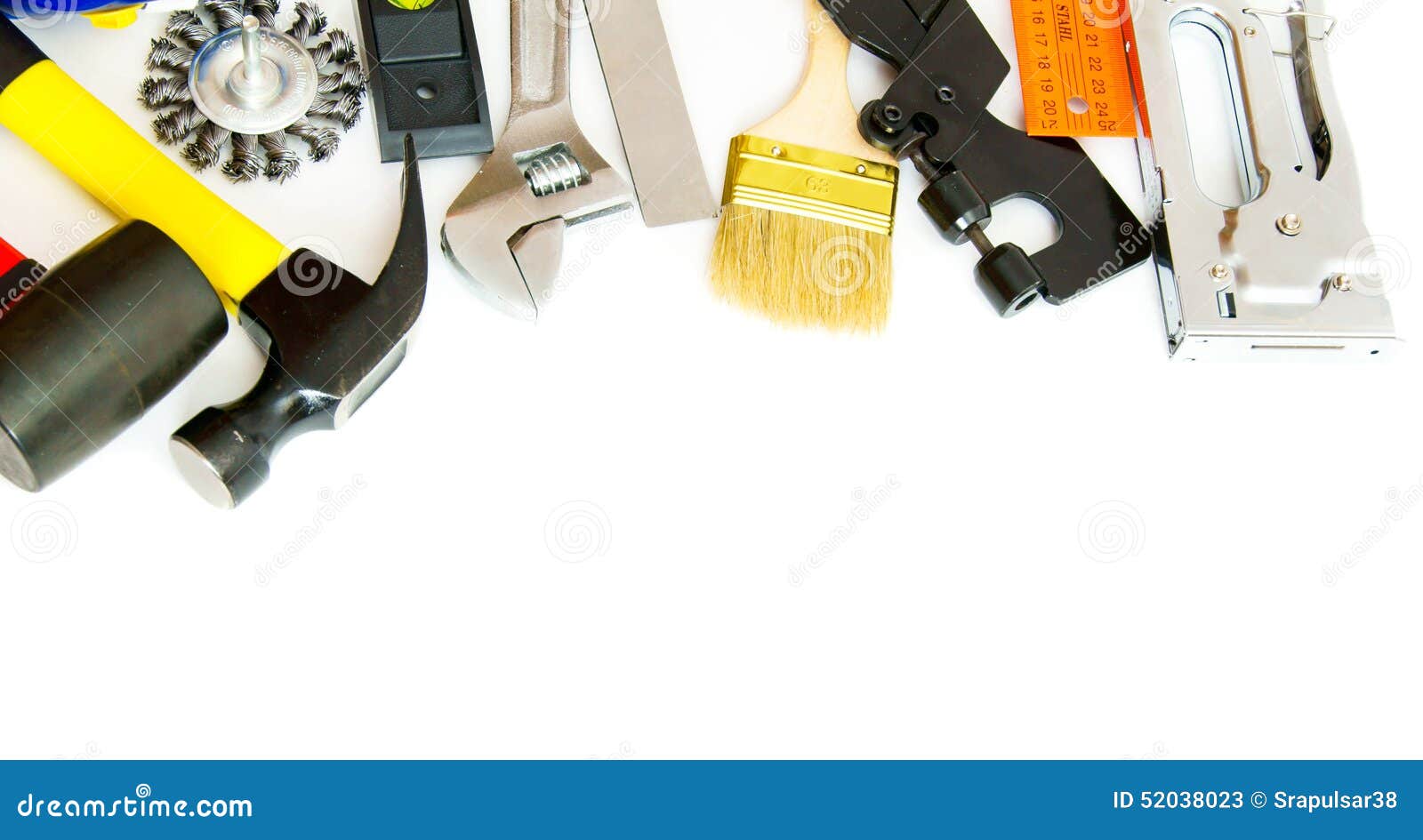 Many Working Tools - Hammer, Ruler, Spanner and Stock Image - Image of ...