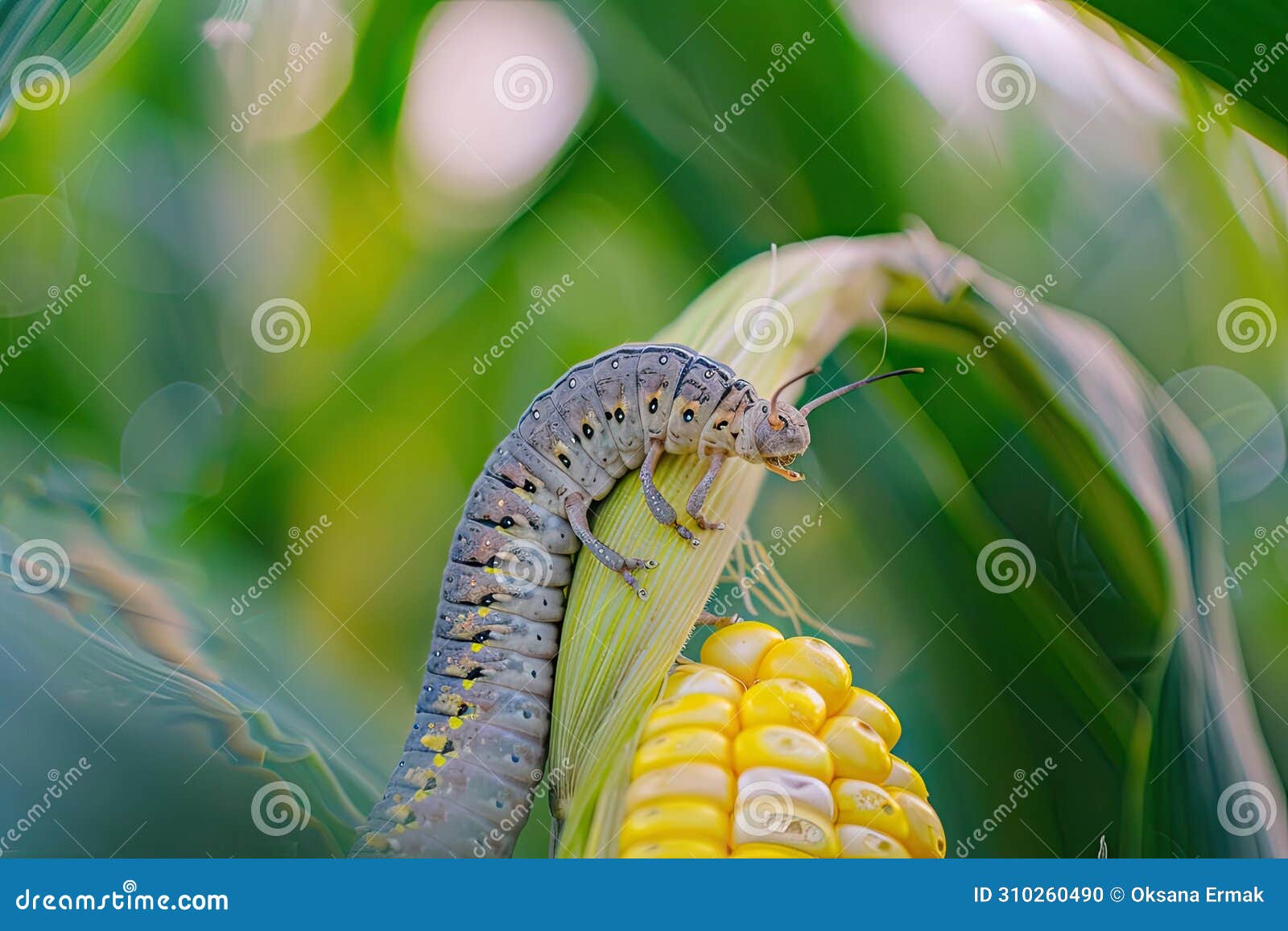 Many Worms Eats Corn Cobs on Corn Field, Hungry Caterpillars Eats Corn ...