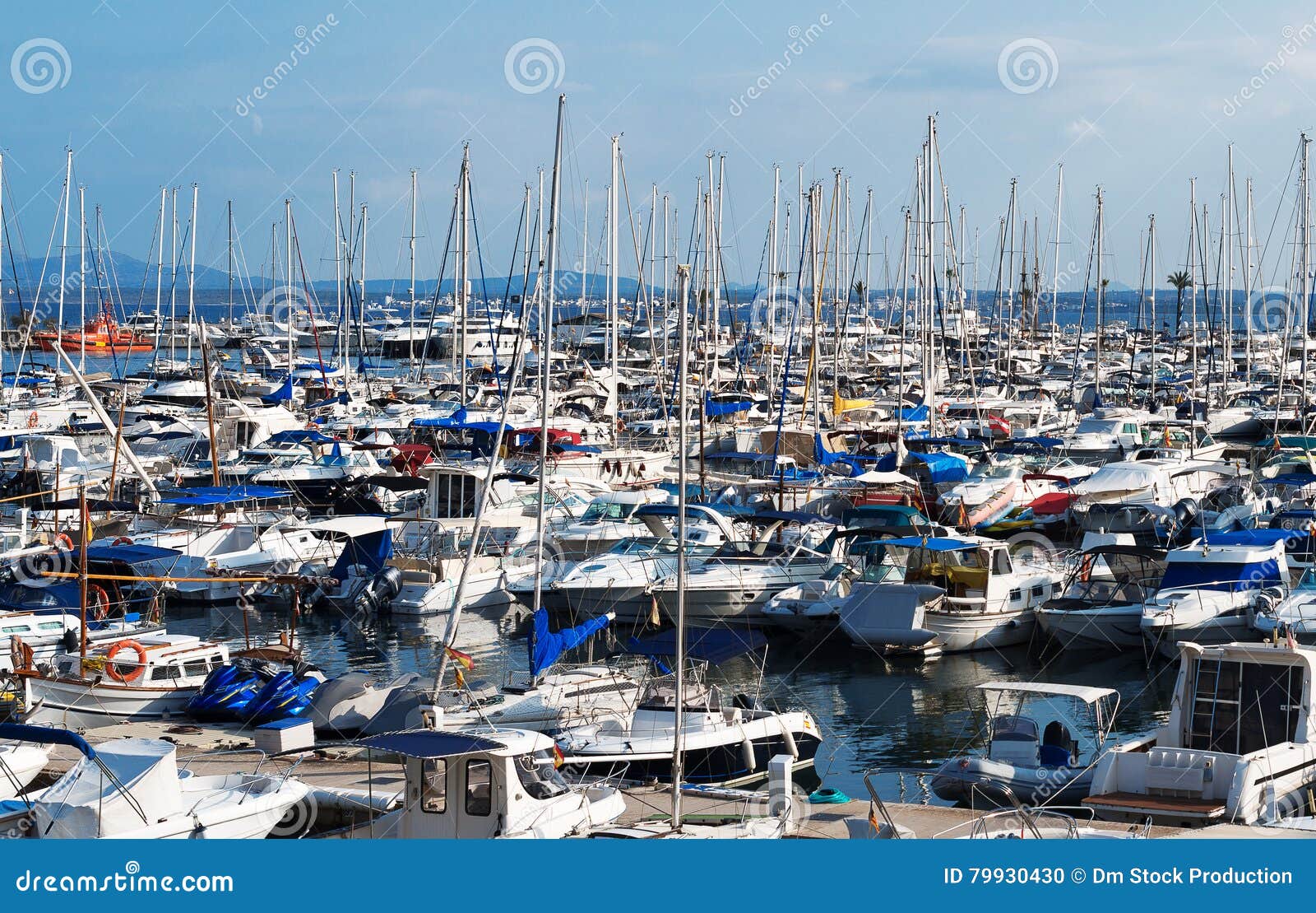 Many yachts and boats. stock photo. Image of moored, ship - 79930430